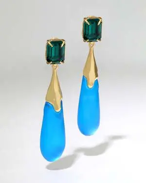Alexis Bittar Bonbon Crystal Large Teardrop Earrings Cerulean