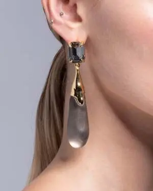 Alexis Bittar Bonbon Crystal Large Teardrop Earrings Chocolate
