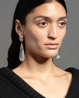 Alexis Bittar Bonbon Crystal Large Teardrop Earrings Pewter