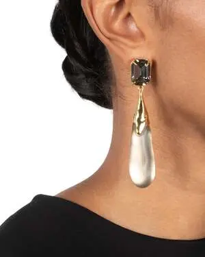 Alexis Bittar Bonbon Crystal Large Teardrop Earrings - Warm Grey
