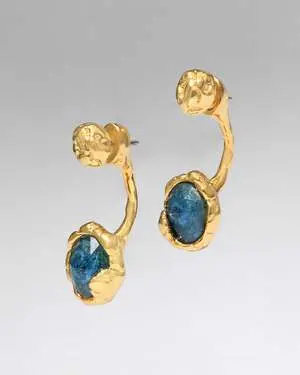 Alexis Bittar Brut Front Back Earrings - Blue Moss Agate