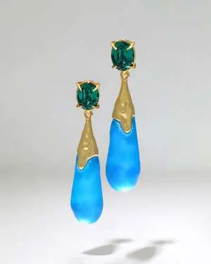 Alexis Bittar Bonbon Crystal Teardrop Earrings Cerulean