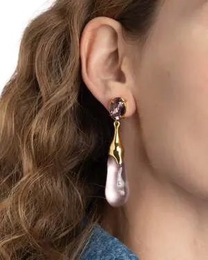 Alexis Bittar Bonbon Crystal Teardrop Earrings Dusty Rose