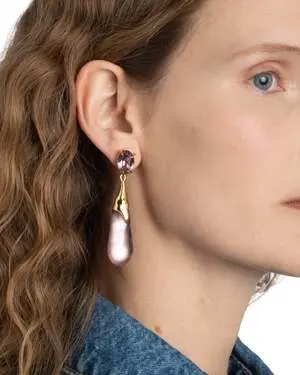 Alexis Bittar Crystal Teardrop Earrings - Dusty Rose
