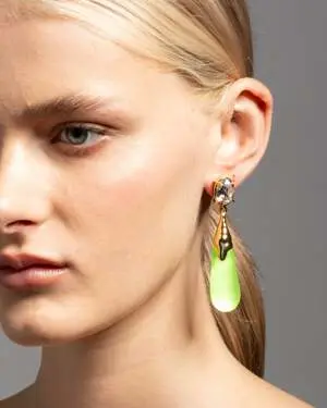 Alexis Bittar Bonbon Crystal Teardrop Earrings Neon Green