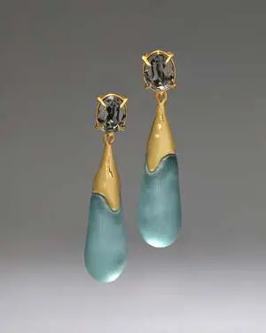 Alexis Bittar Bonbon Crystal Teardrop Earrings Teal Blue