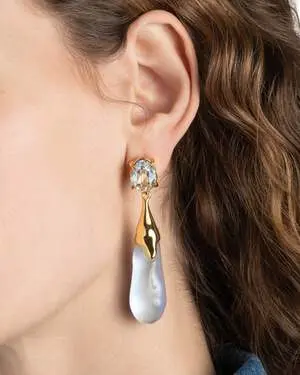 Alexis Bittar Bonbon Crystal Teardrop Earrings - White Opal