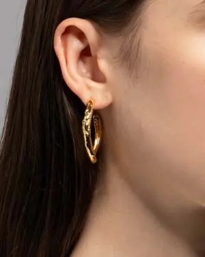 Alexis Bittar Brut Tube Hoop Earrings Gold