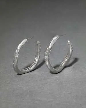 Alexis Bittar Brut Tube Hoop Earrings - Silver