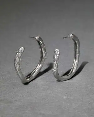 Alexis Bittar Brut Tube Hoop Earrings - Silver