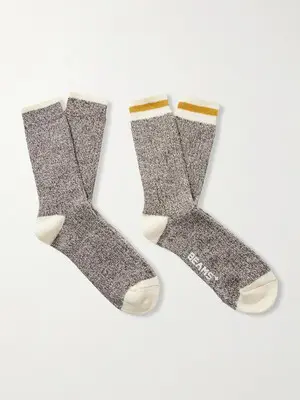 BEAMS Rag Two-pack Striped Ribbed-knit Socks - Multi