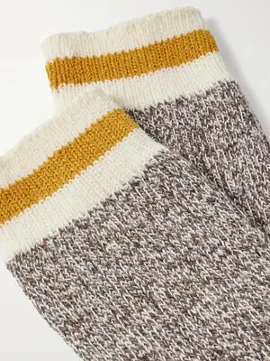 BEAMS Rag Two-pack Striped Ribbed-knit Socks