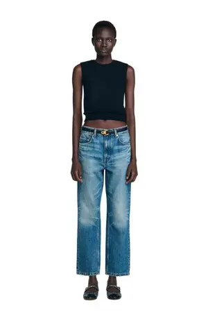Sandro Ruffled Cropped Sweater