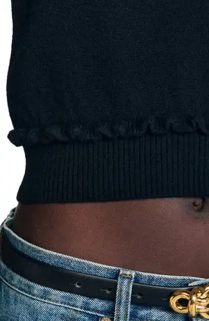 Sandro Ruffled Cropped Sweater