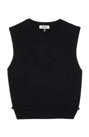 Sandro Ruffled Cropped Sweater
