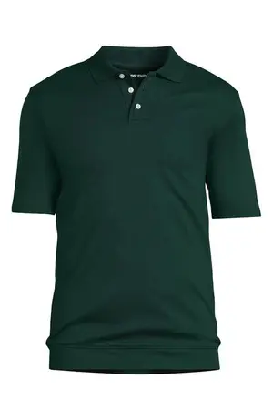 LANDS' END School Uniform Short Sleeve Banded Bottom Polo Shirt - Evergreen