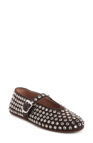 Alaïa Crystal Mary Jane Ballet Flat - Brun Fonce