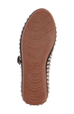Alaïa Crystal Mary Jane Ballet Flat - Brun Fonce