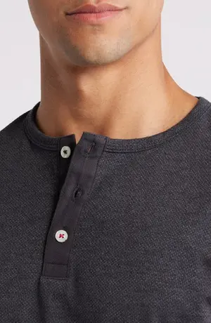 Stone Rose Performance Piqué Henley - Charcoal