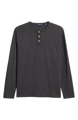 Stone Rose Performance Piqué Henley - Charcoal