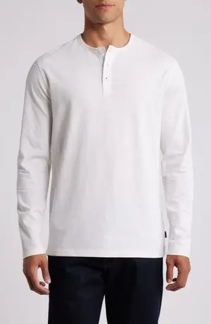 Stone Rose Cotton Blend Slub Piqué Henley