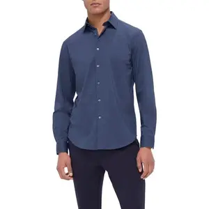 Bugatchi Jimmy Ooohcotton® Geo Print Button-up Shirt Dark Navy