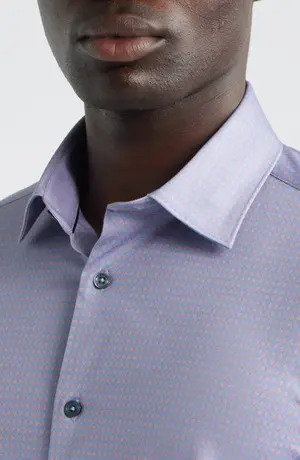 Bugatchi Jimmy Ooohcotton® Geo Print Button-up Shirt - Lilac