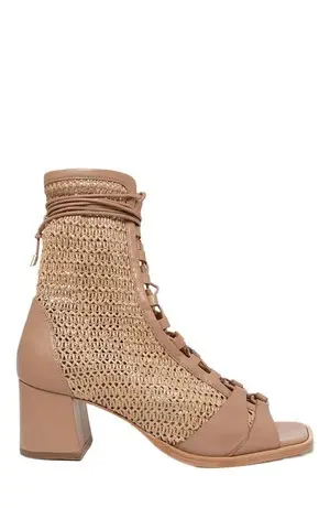 DANIELLA SHEVEL Frida Raffia Booties - Brown