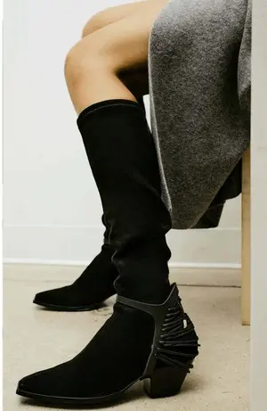 DANIELLA SHEVEL Cara Stretch Suede Boots - Black