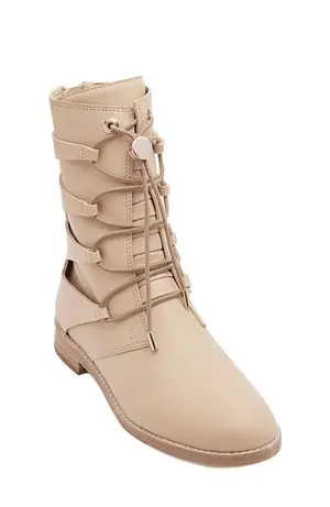 DANIELLA SHEVEL Moss Leather Boots - Ivory
