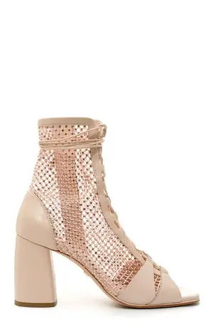 DANIELLA SHEVEL Romi Open Toe Mesh Booties - Pink