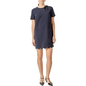 English Factory Scallop Mini Dress - Navy
