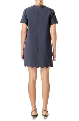 English Factory Scallop Mini Dress - Navy
