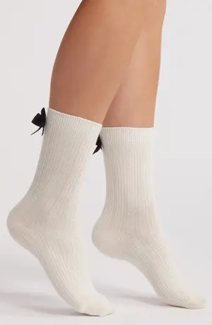 CASA CLARA Casa Clara Bow Crew Socks Ivory