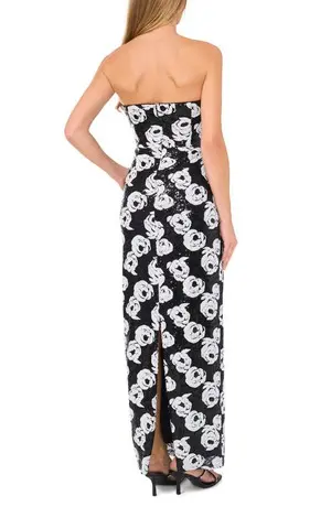 CECE DUPRAZ Floral Sequin Strapless Gown