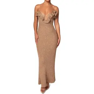JLUXLABEL Midnight Sparkle Knit Maxi Dress - Gold