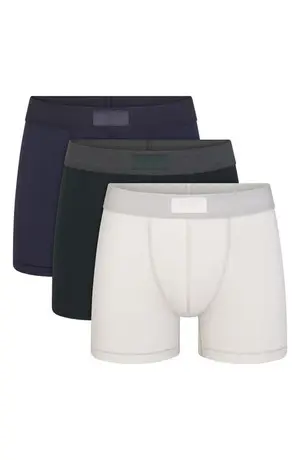 SKIMS 3-pack 3-inch Cotton & Modal Blend Boxer Briefs - Blue Black Multi