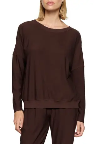 Eberjey Softest Sweats Lounge Pullover - Chocolate