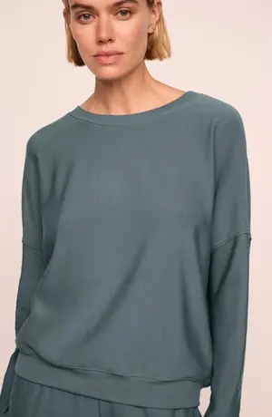 Eberjey Softest Sweats Lounge Pullover - Stone Blue