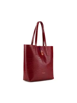 TEDDY BLAKE Nina Croco 12 Tote Bag - Darkred