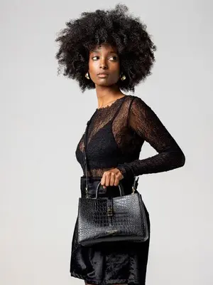 TEDDY BLAKE Lola Croco 10 Handbag - Black