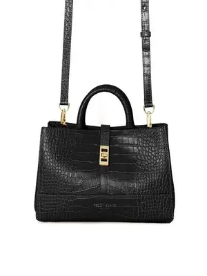 TEDDY BLAKE Lola Croco 10 Handbag - Black