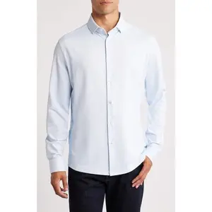 Stone Rose Techno Stretch Solid Performance Button-up Shirt - Lt. Blue