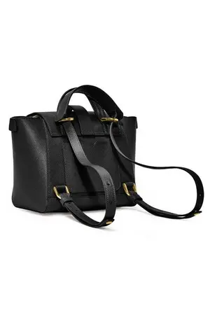 Senreve Mini Maestra Pebbled Leather 4-way Convertible Handbag - Noir