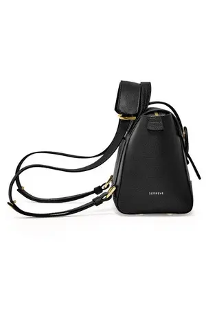 Senreve Mini Maestra Pebbled Leather 4-way Convertible Handbag - Noir