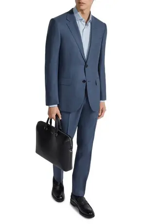 Zegna Centoventimilia Subtle Plaid Wool Suit - Steel Blue