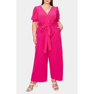 L I V D Iris Belted Wide Leg Jumpsuit - Neon Pink