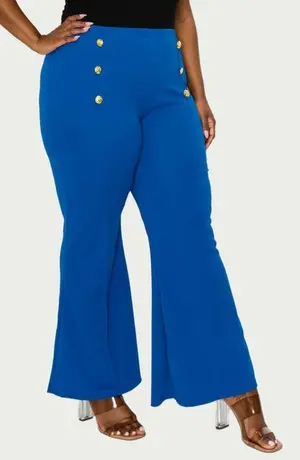 L I V D Button High Waist Flare Pants