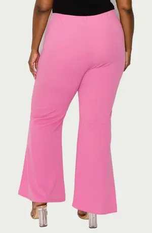 L I V D Button High Waist Flare Pants - Bubblegum