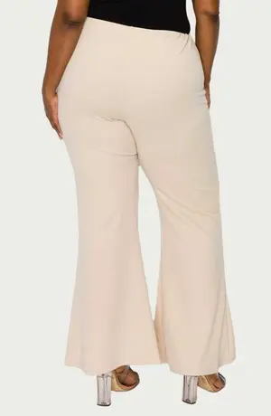 L I V D Button High Waist Flare Pants - Taupe